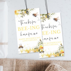 Editable Mother’s Day Gift Tag, Bee-ing a Great Mother Tag, Printable ...