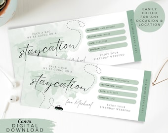 Staycation Editable Ticket - Etsy