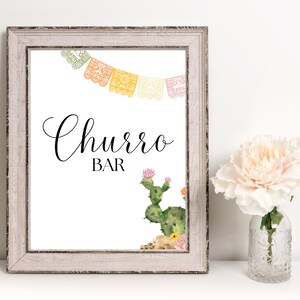Fiesta Churro Sign, Mexican Treats Sign, Sweet Food Sign, Pastel Cactus ...