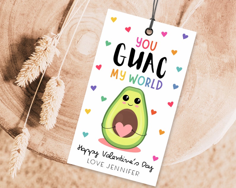 Editable Valentines Avocado Gift Tag, Friends Valentines Tag, Teacher ...