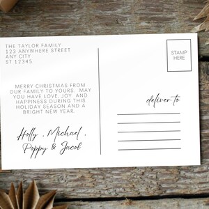 Postcard Photo Holiday Card Template, Minimalist Photo Holiday Card ...