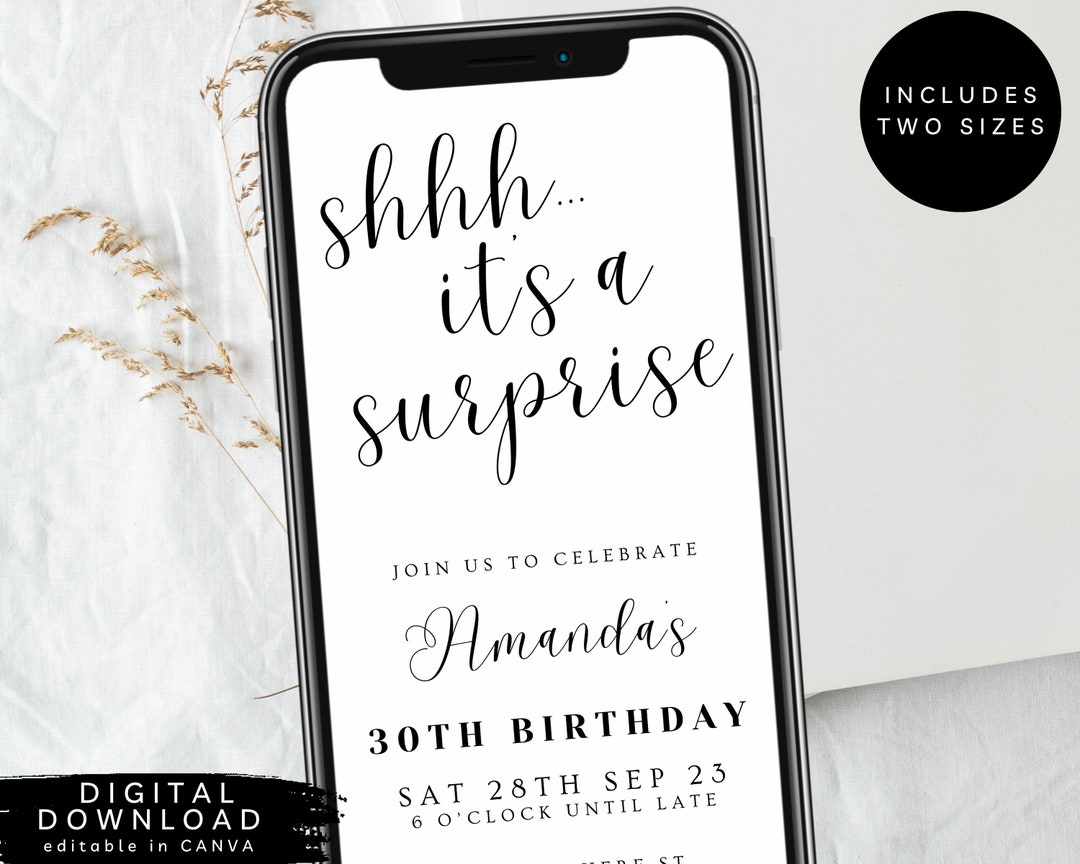 Shhh... It's a Surprise E-invite, Surprise Party Evite, Text Message ...