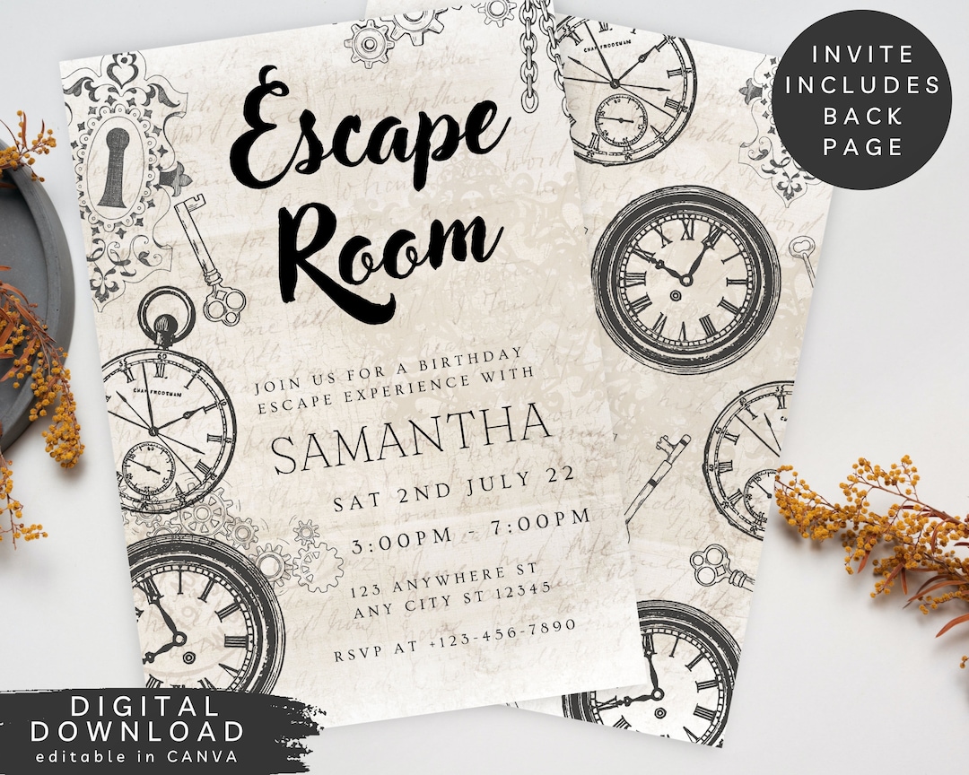 Escape Room Birthday Invitation, Escape Room Party, Mystery Birthday ...