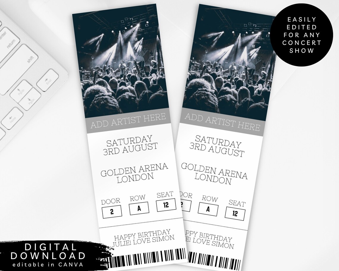Editable Digital Concert Ticket Voucher Music Gig Surprise - Etsy