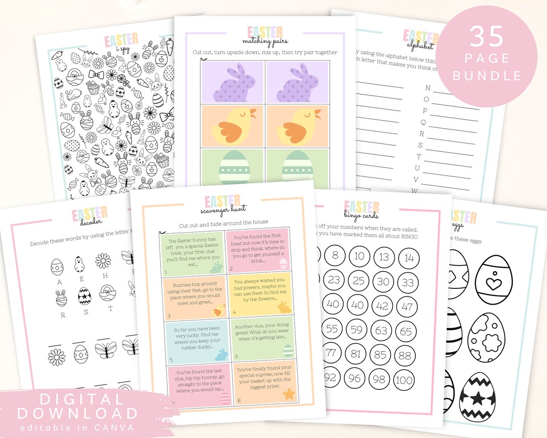 Easter Games Bundle, Easter Activity Printable, Easter Egg Hunt Card ...