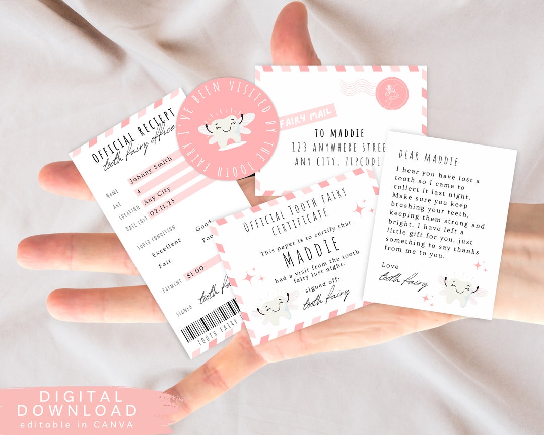 Editable Mini Tooth Fairy Set, Printable Lost Tooth Receipt, Tooth ...