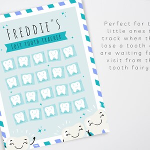 Editable Lost Tooth Tracker, Baby Teeth Chart, Tooth Chart, Tooth Fairy ...