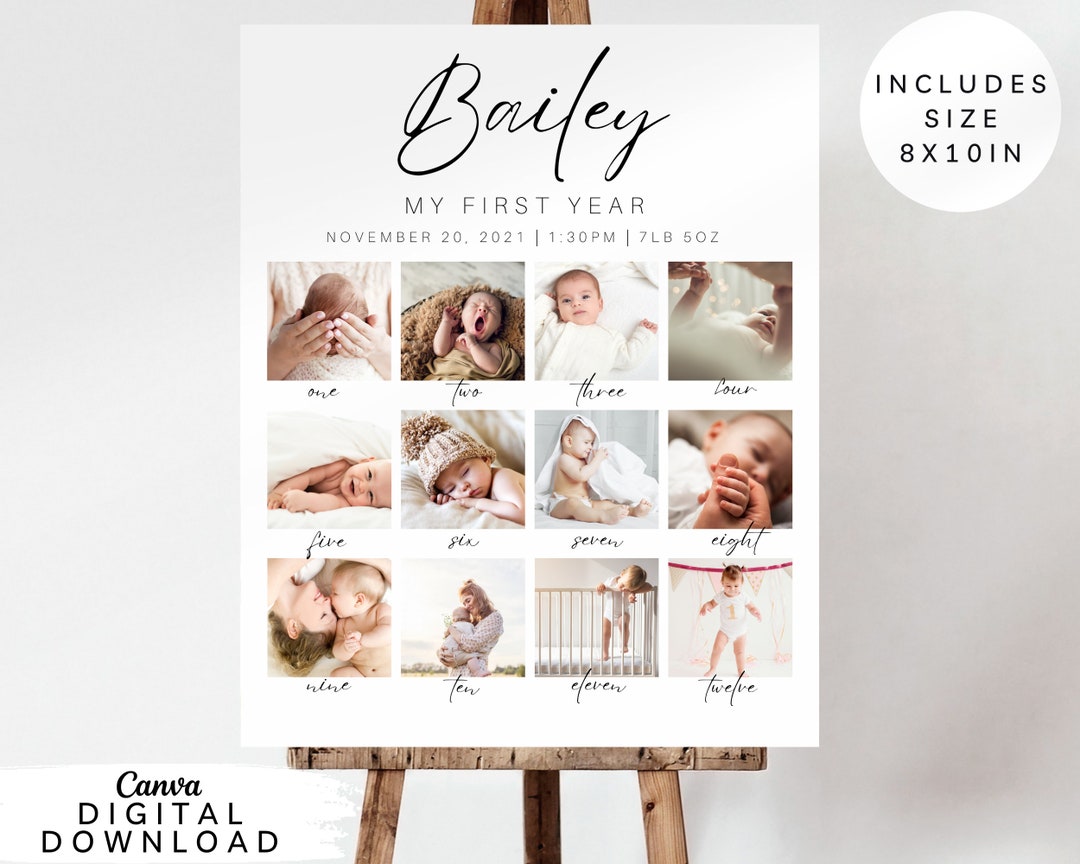 Milestone Birthday Sign Printable Baby's First Year - Etsy UK