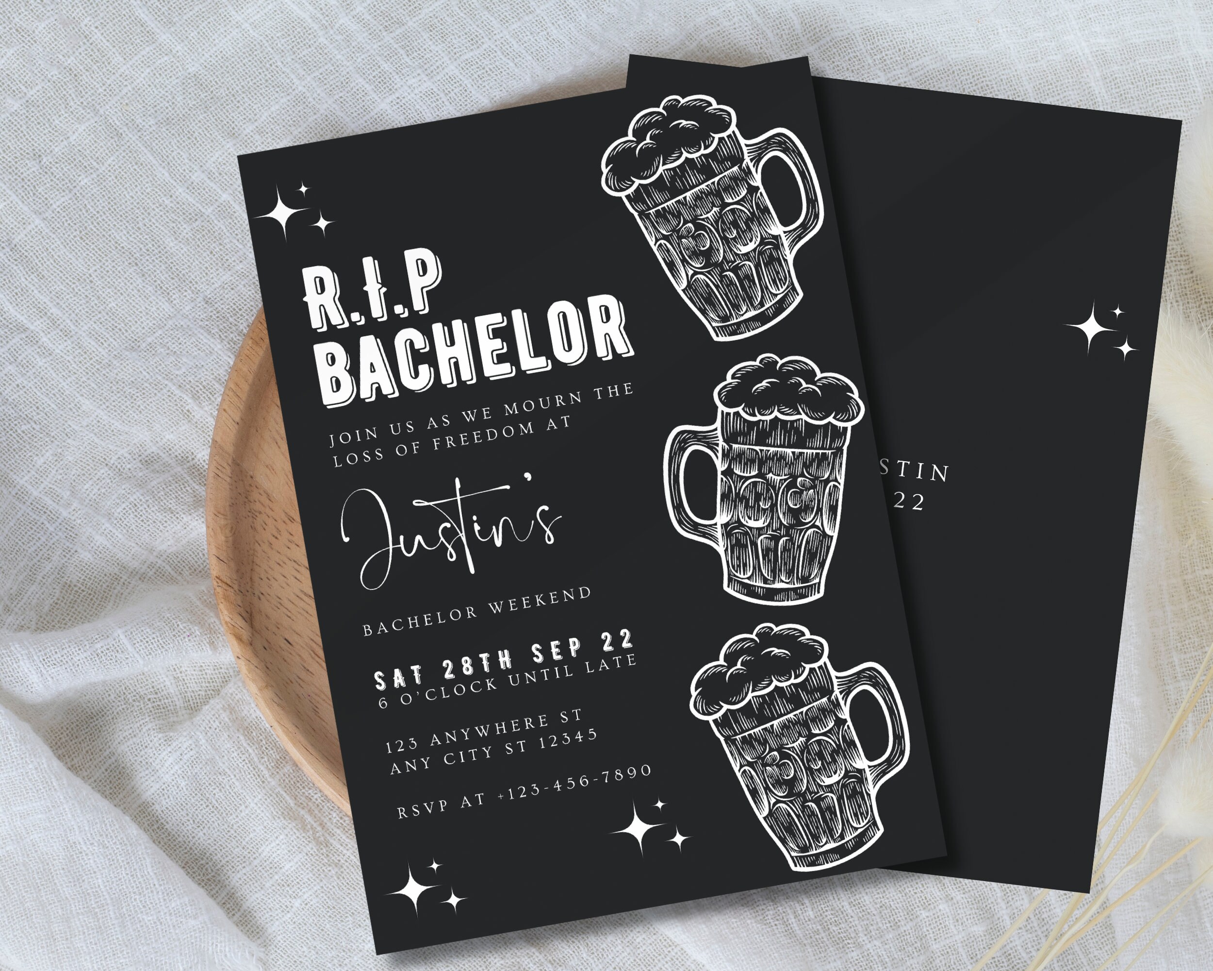 RIP Bachelor Invitation, Funny Bachelor Invite, Black Beers Bachelor ...