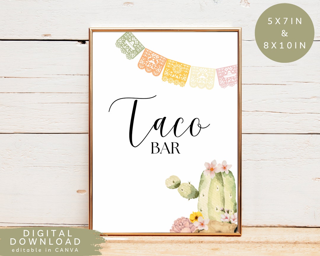 Fiesta Taco Sign, Mexican Nacho Sign, Fiesta Party Decoration, Cactus ...