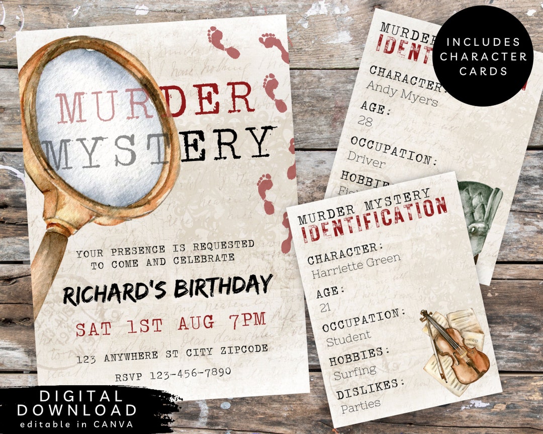 Murder Mystery Dinner Invitation, Mystery Birthday Dinner Invite, Crime ...