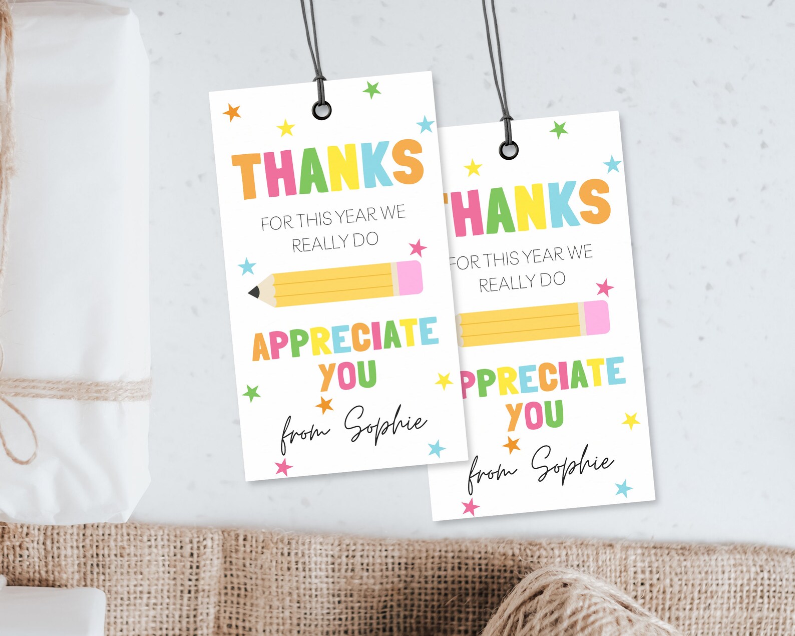 Teacher Appreciation Week Gift Tag, Rainbow End of Year Gift Tag ...
