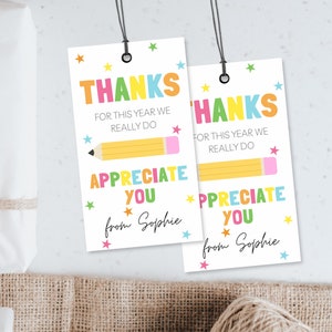 Teacher Appreciation Week Gift Tag, Rainbow End of Year Gift Tag ...