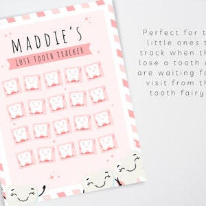 Editable Lost Tooth Tracker, Baby Teeth Chart, Tooth Chart, Tooth Fairy ...