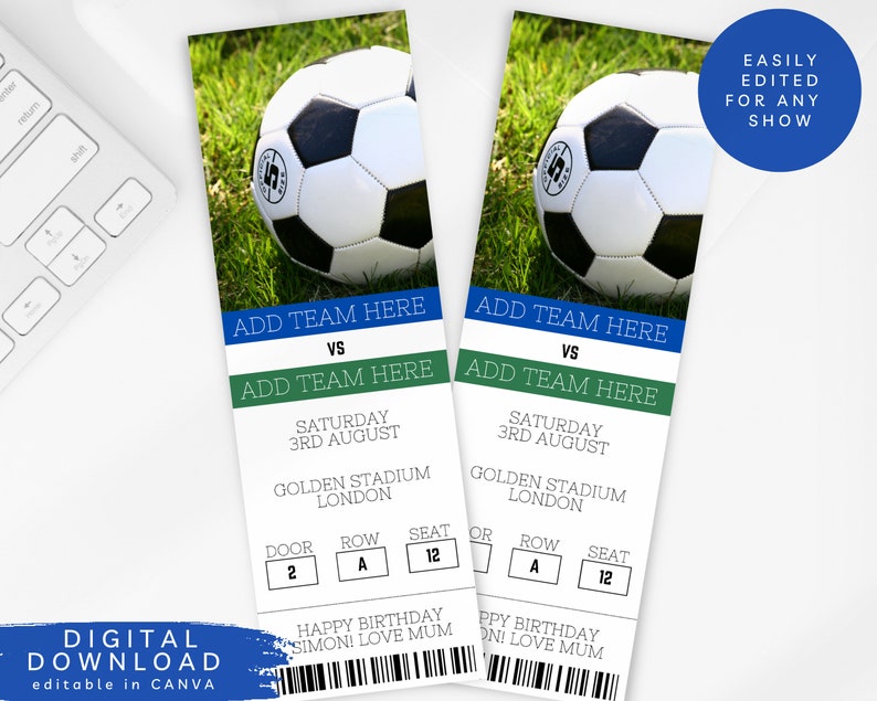 Editable Digital Football Team Ticket Voucher, Soccer Surprise Ticket ...