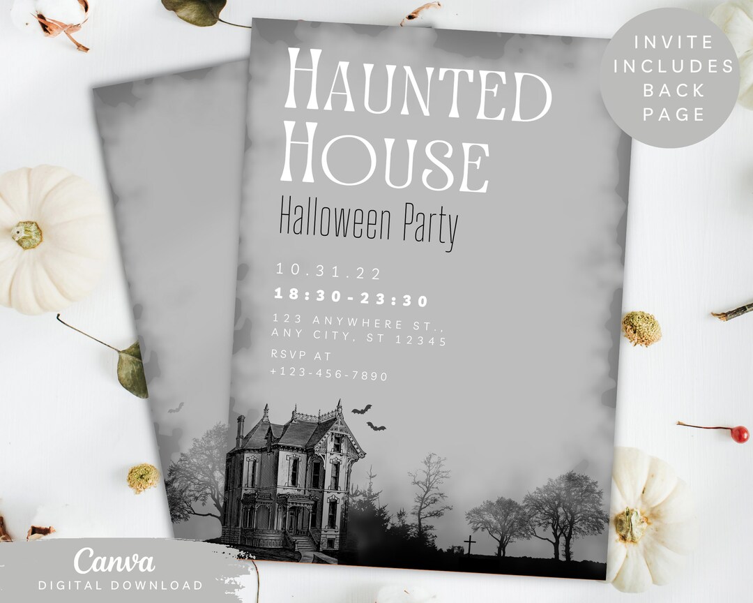 Printable Haunted House Halloween Invitation, Spooky House Halloween ...