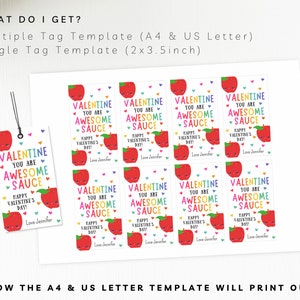 Editable Valentines Applesauce Gift Tag, Friends Valentines Tag ...