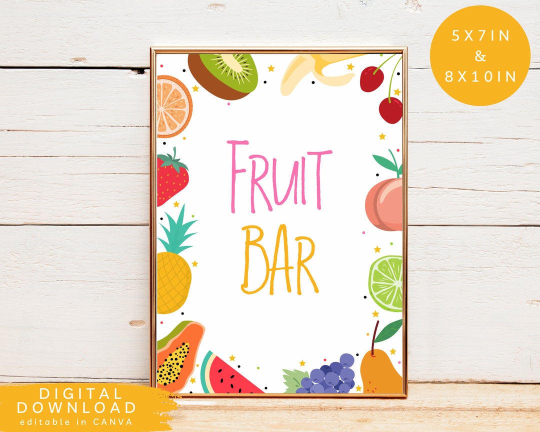 Two-tti Frutti Fresh Fruit Sign, Fruit Party Sign, Tropical Juice Bar ...