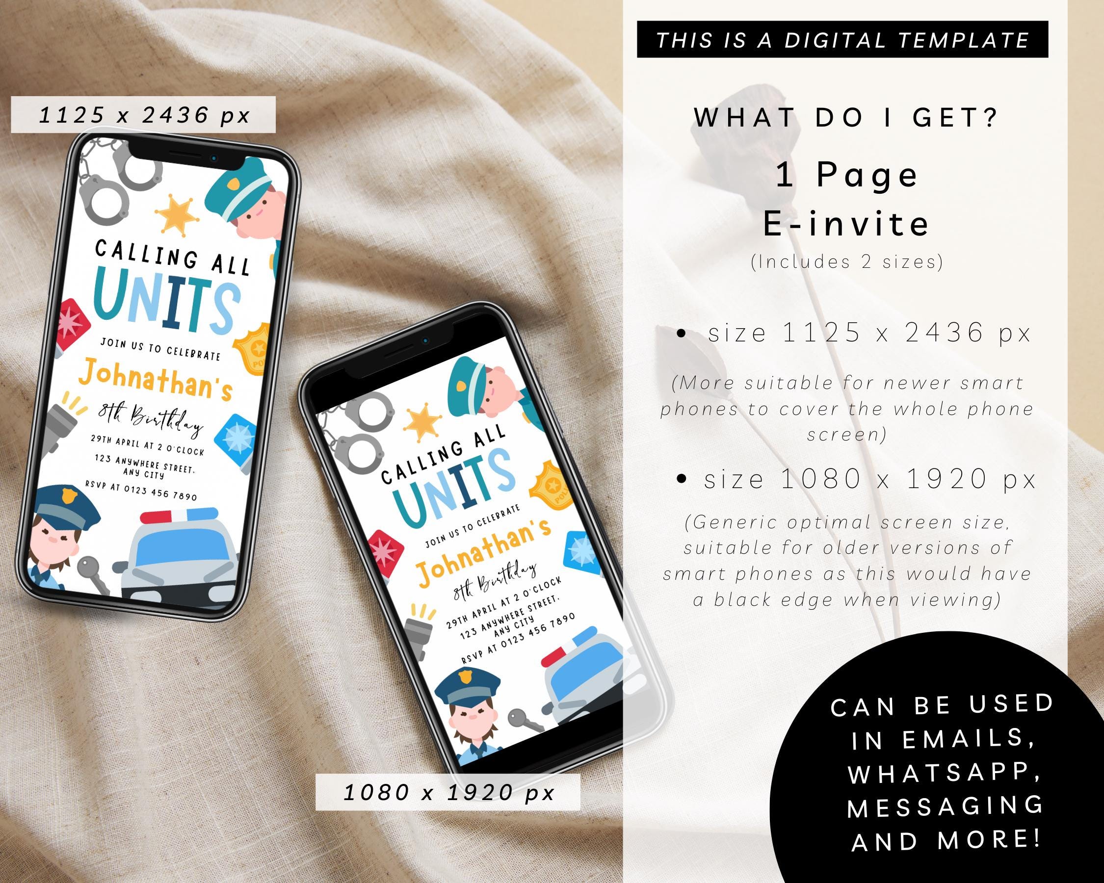 Calling All Units E-invite, Police Party Invite, Text Message ...