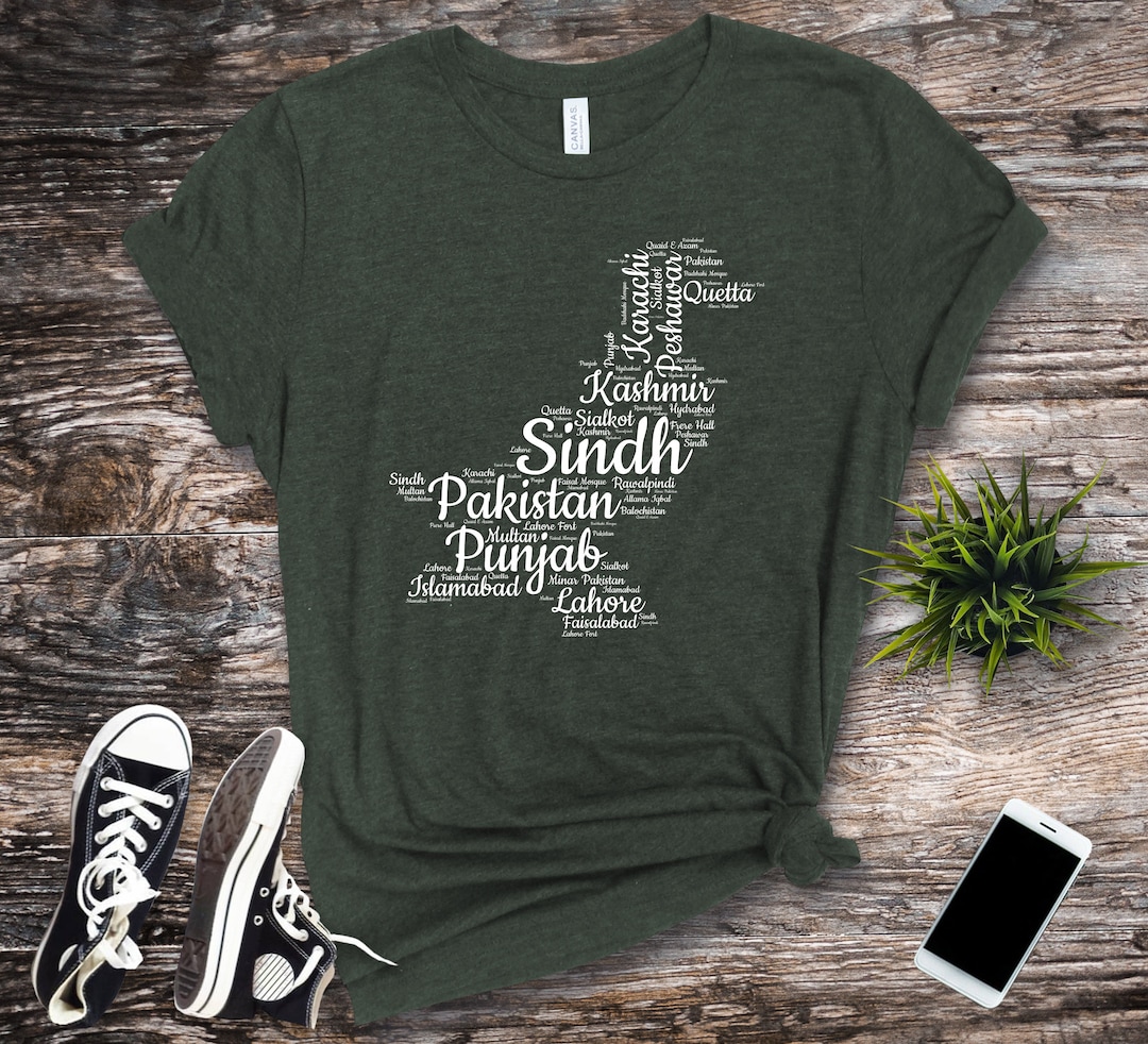 Pakistani Word Cloud T-shirt With Iconic Landmarks and Cities ...