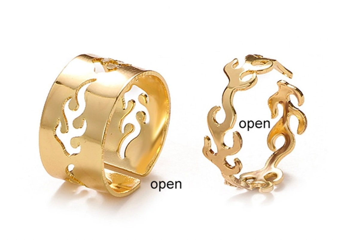 Twin Flame Matching Rings Set, Couple's Rings, Friendship Rings, Silver ...