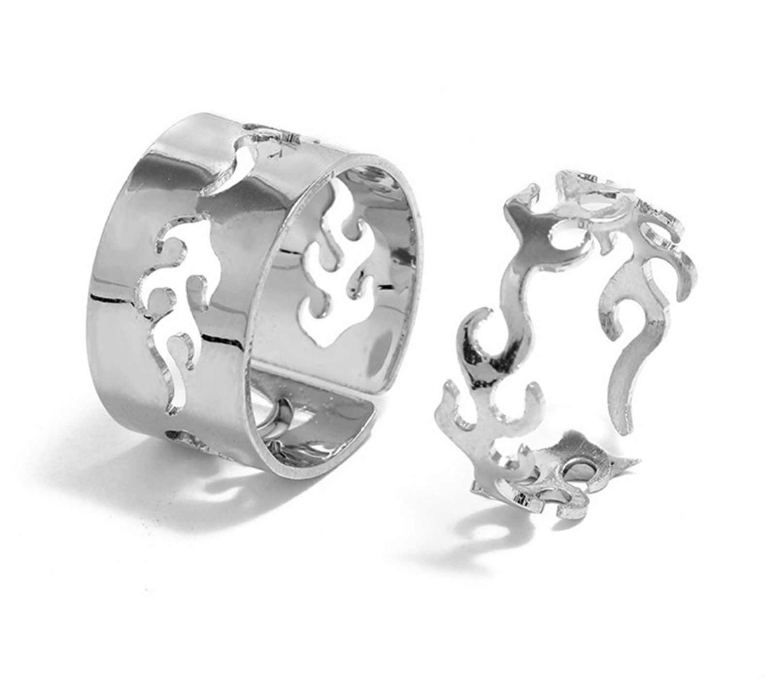 Twin Flame Matching Rings Set, Couple's Rings, Friendship Rings, Silver ...