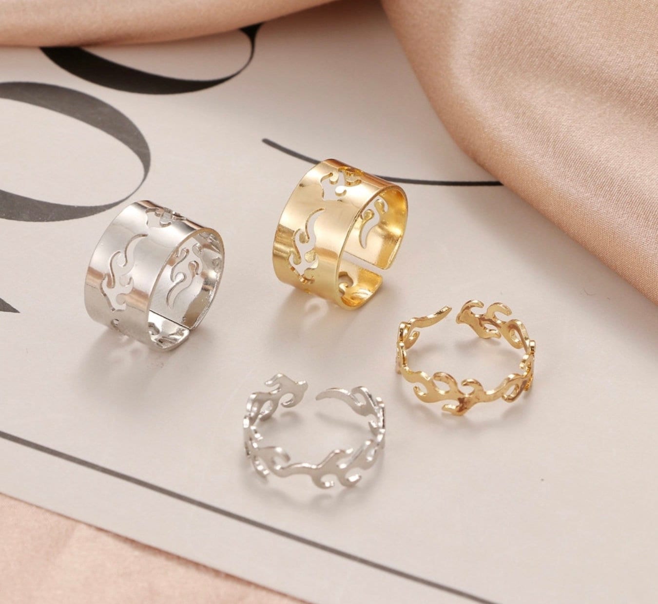 Twin Flame Matching Rings Set, Couple's Rings, Friendship Rings, Silver ...