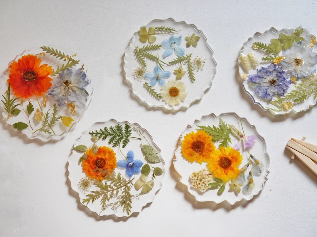 Dried Flowers Coaster Resin Pressed Real Fruits Outdoor - Etsy