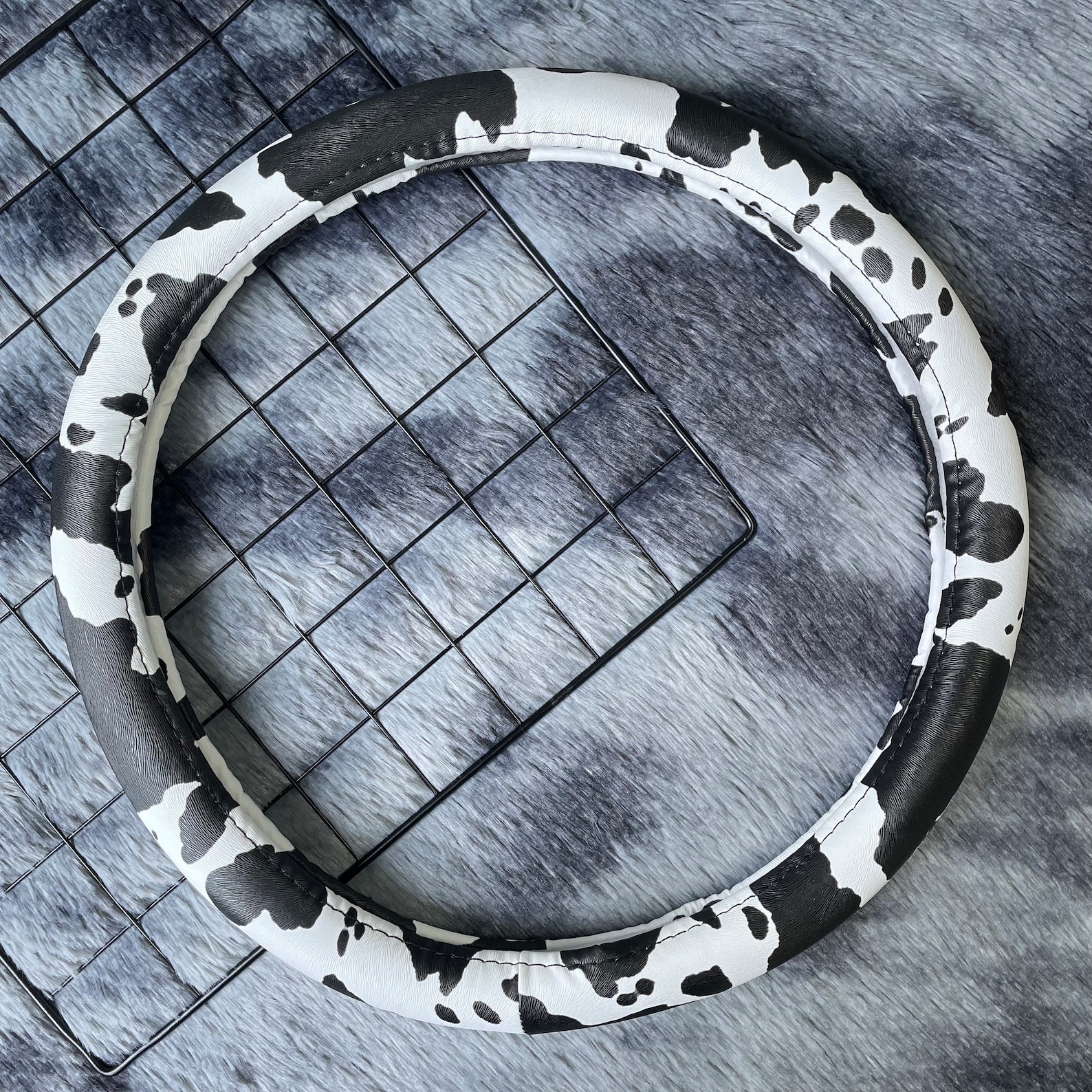 Black White Cow Pattern Steering Wheel Cover, Cow Car Accessories ...
