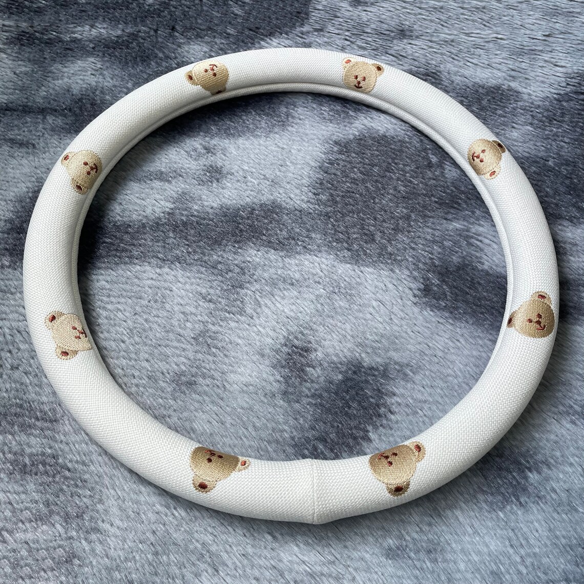 Brown Bear White Steering Wheel Cover Flax Car Accessories - Etsy