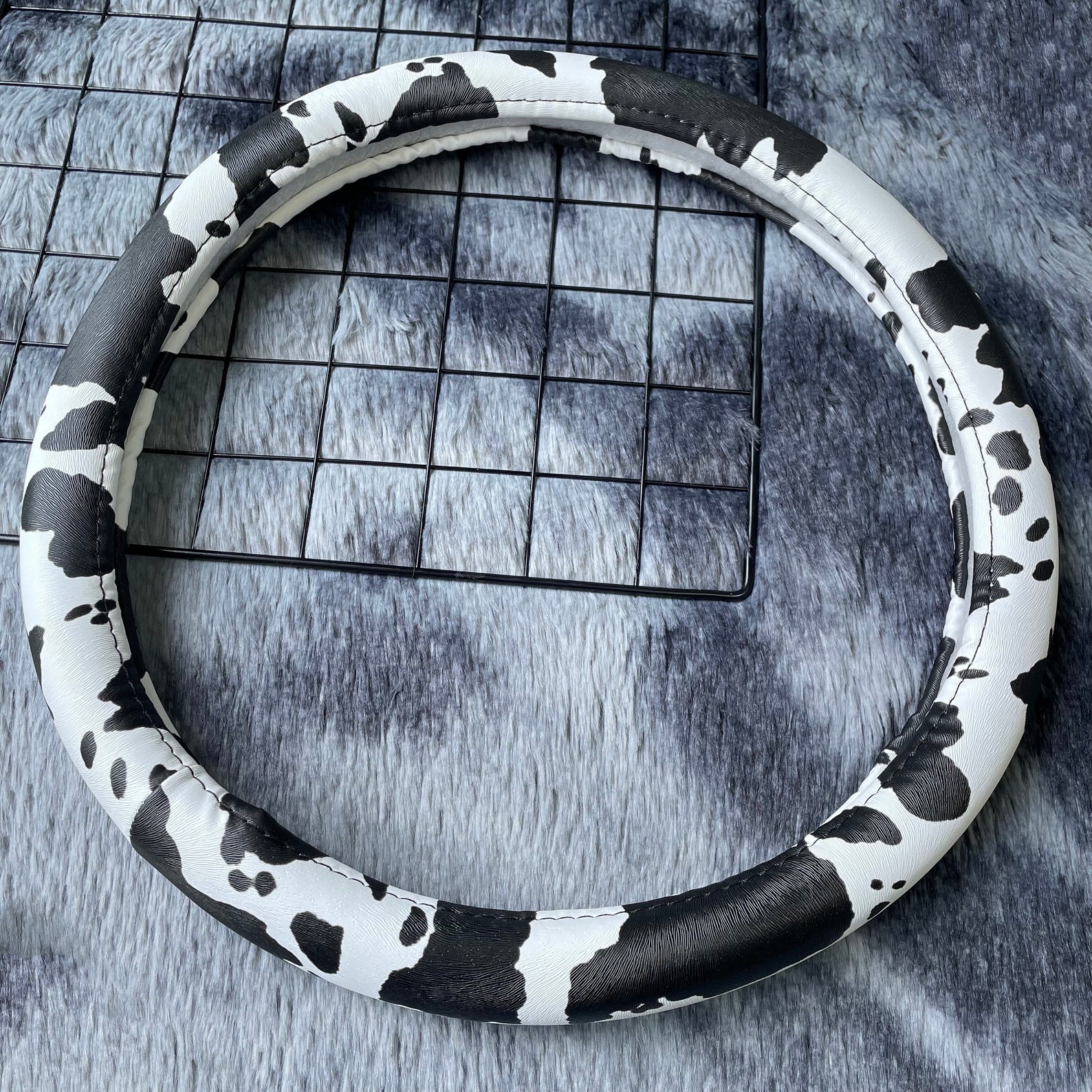 Black White Cow Pattern Steering Wheel Cover Cow Car - Etsy