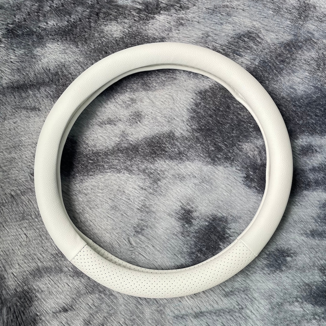 Pure White Sport Steering Wheel Cover, Leather Car Accessories, Custom ...