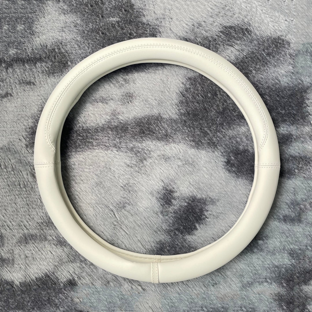 Pure White Steering Wheel Cover, Leather Car Accessories, Custom Letter ...