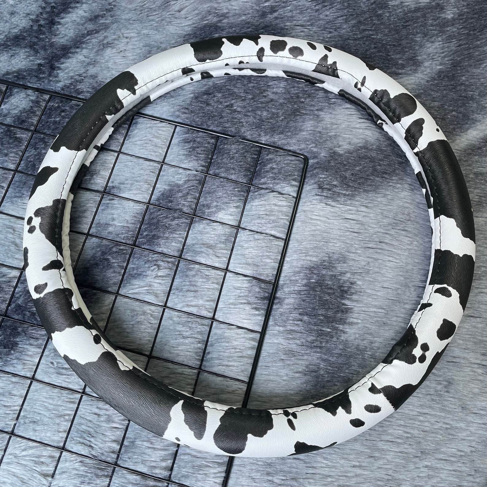 Black White Cow Pattern Steering Wheel Cover Cow Car - Etsy