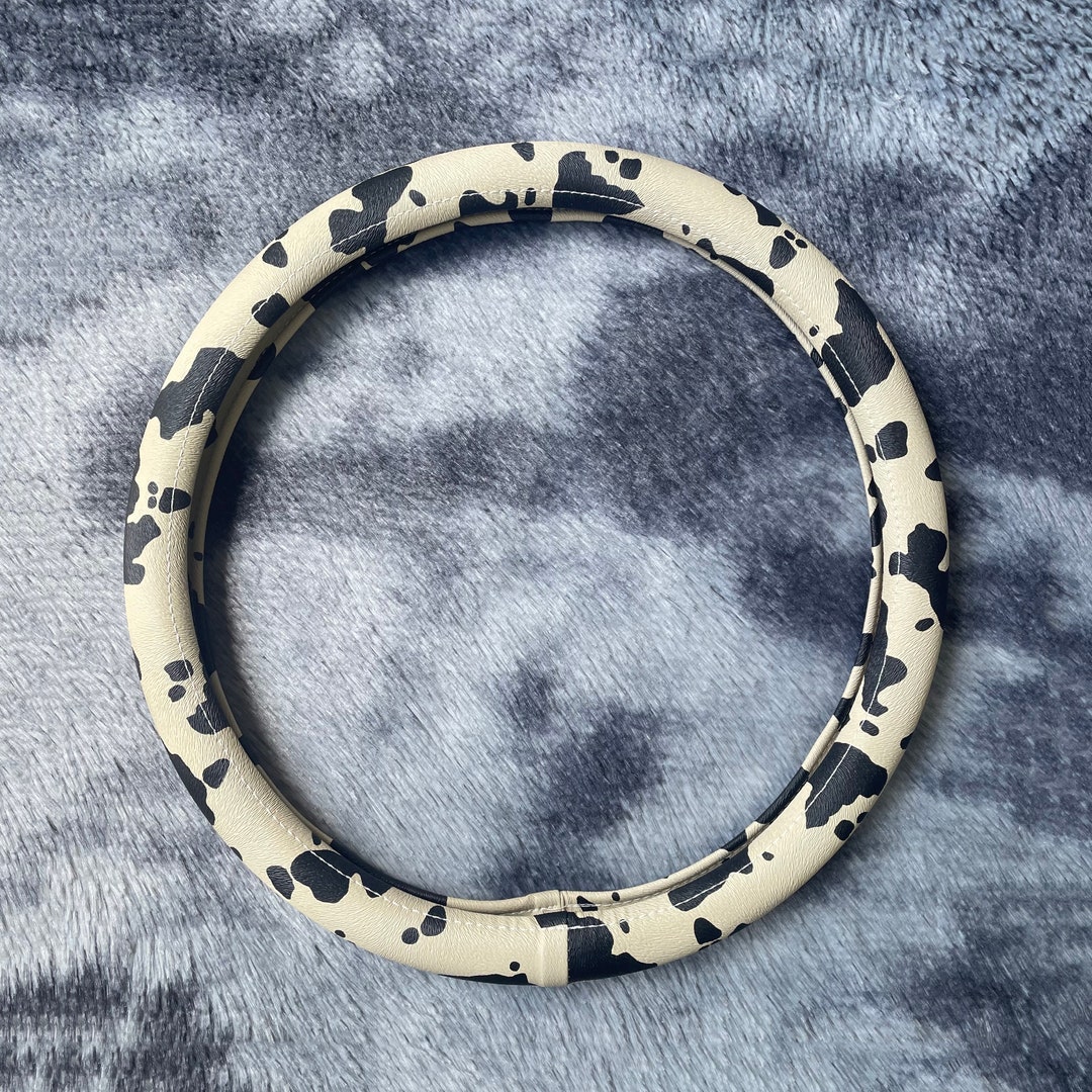 Light Brown Black Cow Pattern Steering Wheel Cover, Cow Car Accessories ...