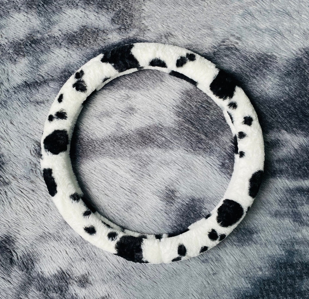 Plush Cow Pattern Steering Wheel Cover, Plush Car Accessories, Custom ...