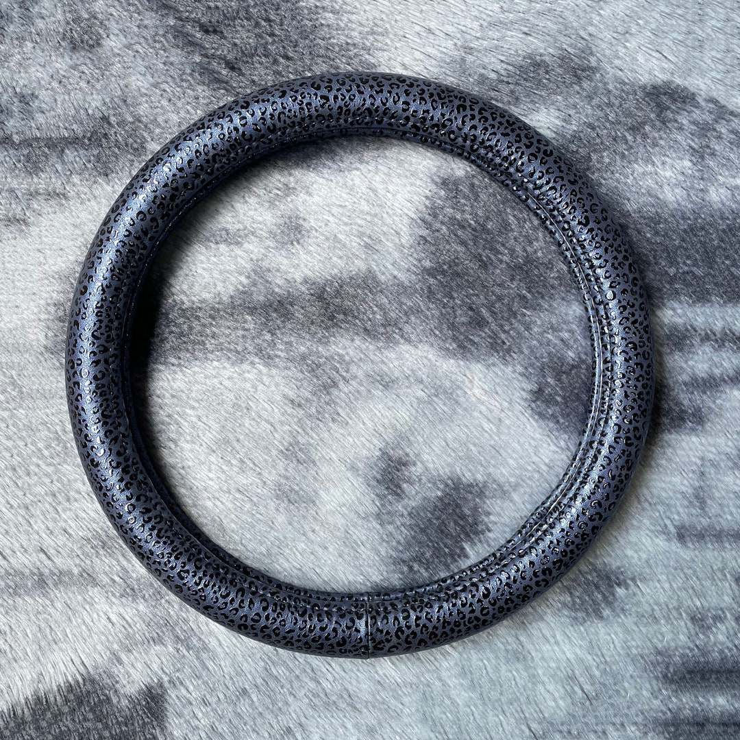 Navy Blue Leopard Print Steering Wheel Cover, Leather Car Accessories ...