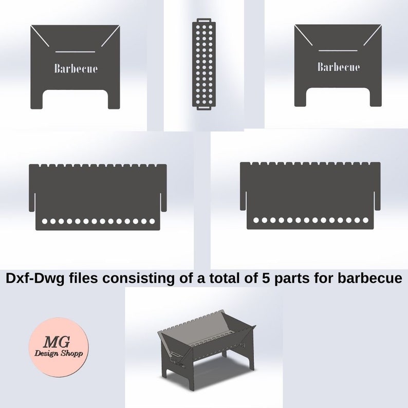 Industrial Style Bending Metal Barbecue DXF-DWG File- Stylish and ...