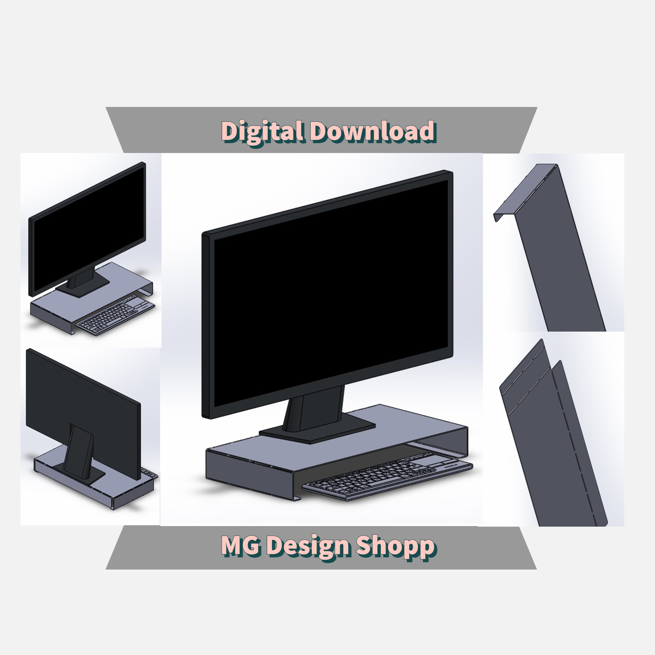 Industrial Style Bending Desktop Computer Screen Stand Desk Accessory ...