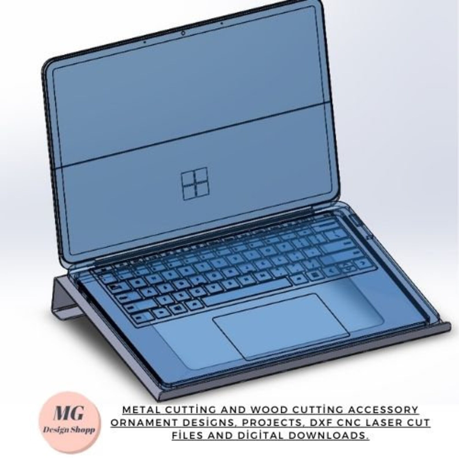 Industrial Style Bending Laptop Stand Desk Accessory DXF CNC Laser Cut ...