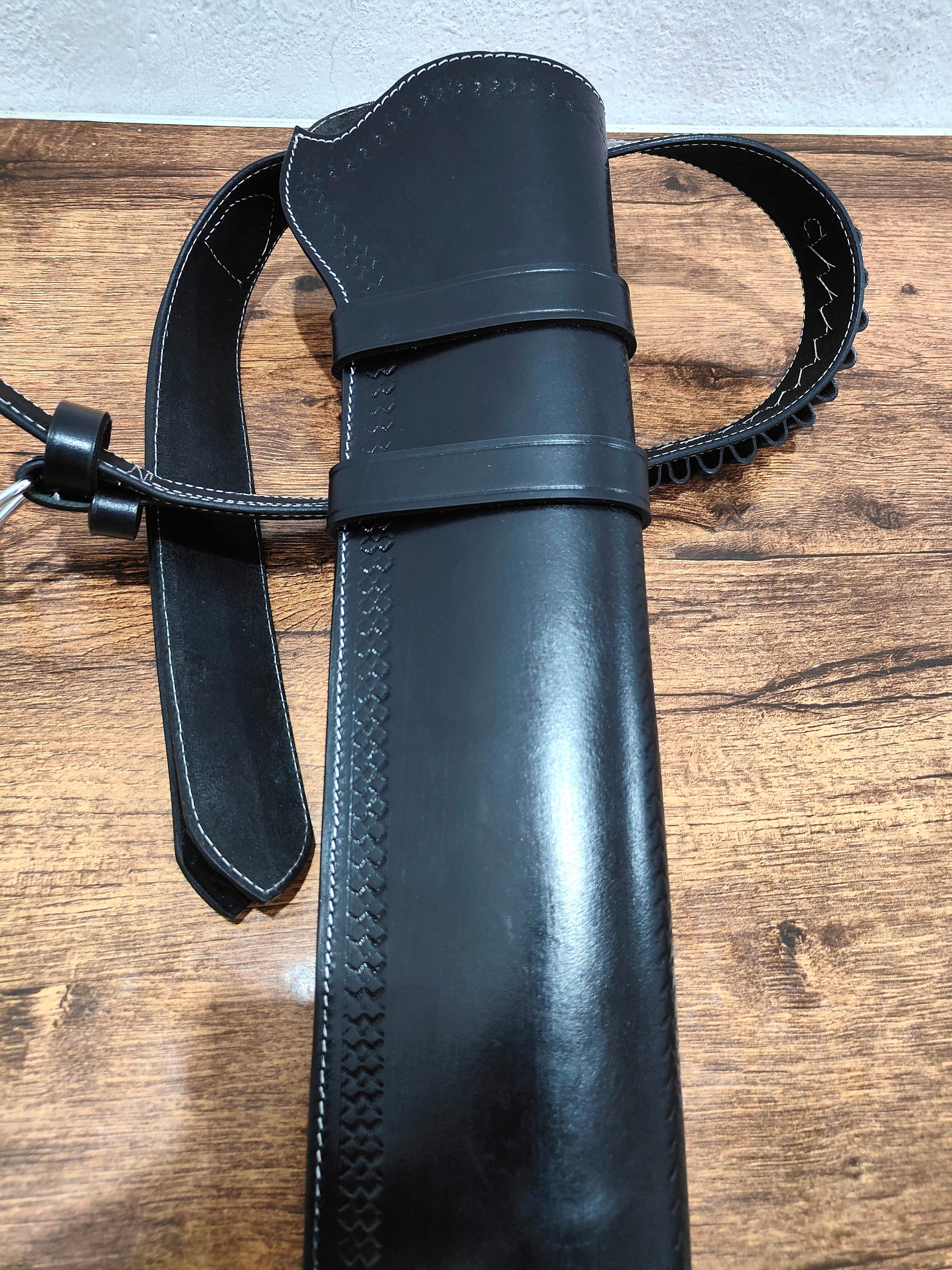 Handmade Deluxe Leather Mares Leg / Ranch Hand Holster Cartridge Belt ...