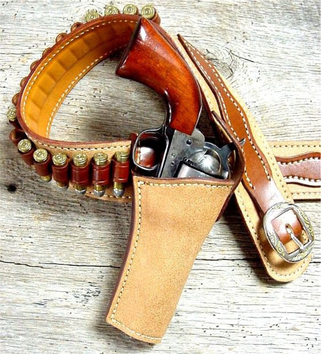 Hand Made Leather Western Smith & Wesson Holster Gun Belt Cowboy Colt ...