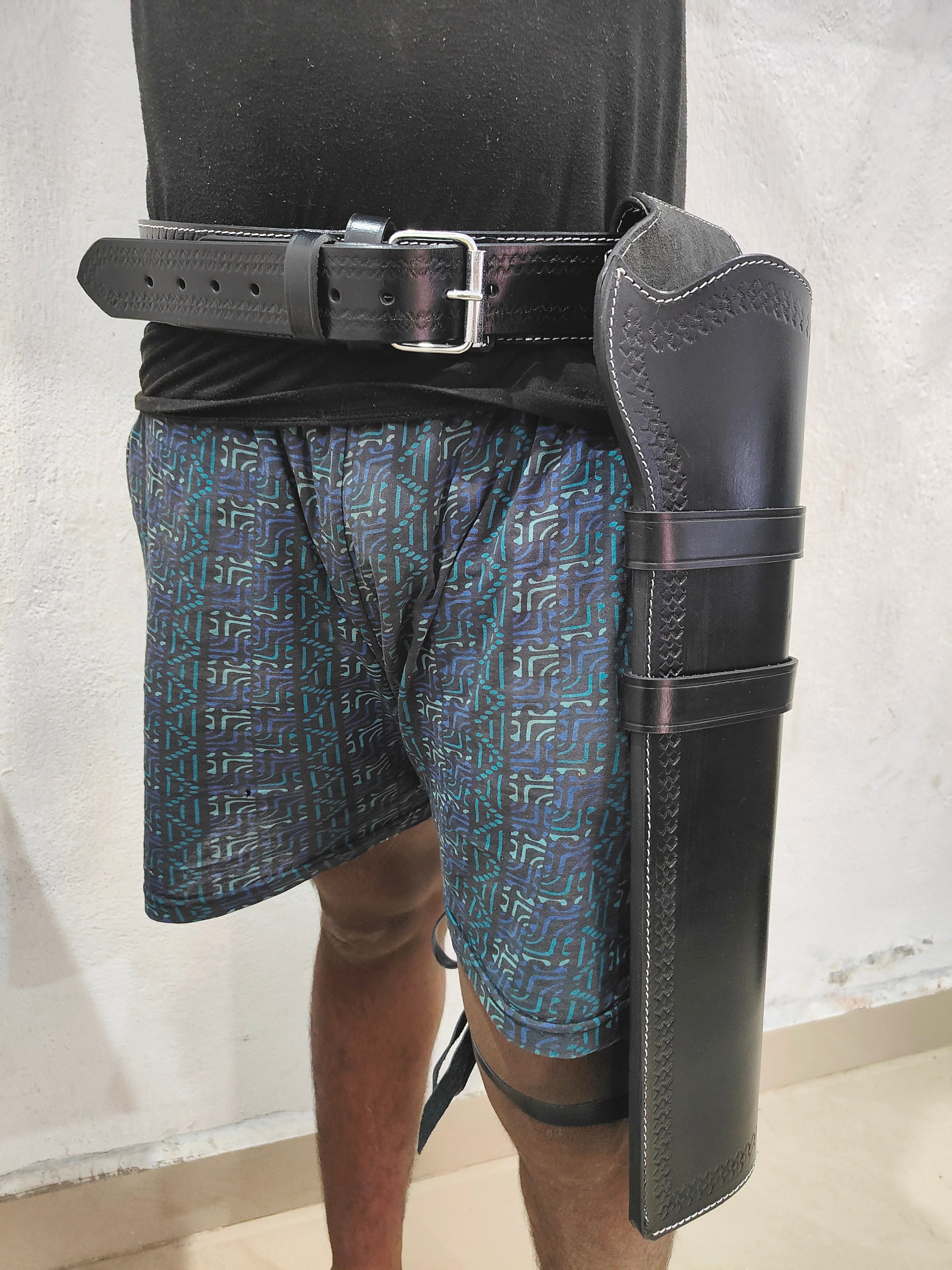 Handmade Deluxe Leather Mares Leg / Ranch Hand Holster Cartridge Belt ...