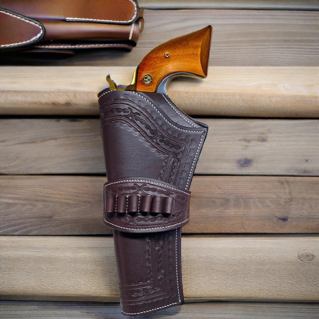 Western Cowboy Leather Pistol Case Fast Draw Leather Holster Fits Colt ...
