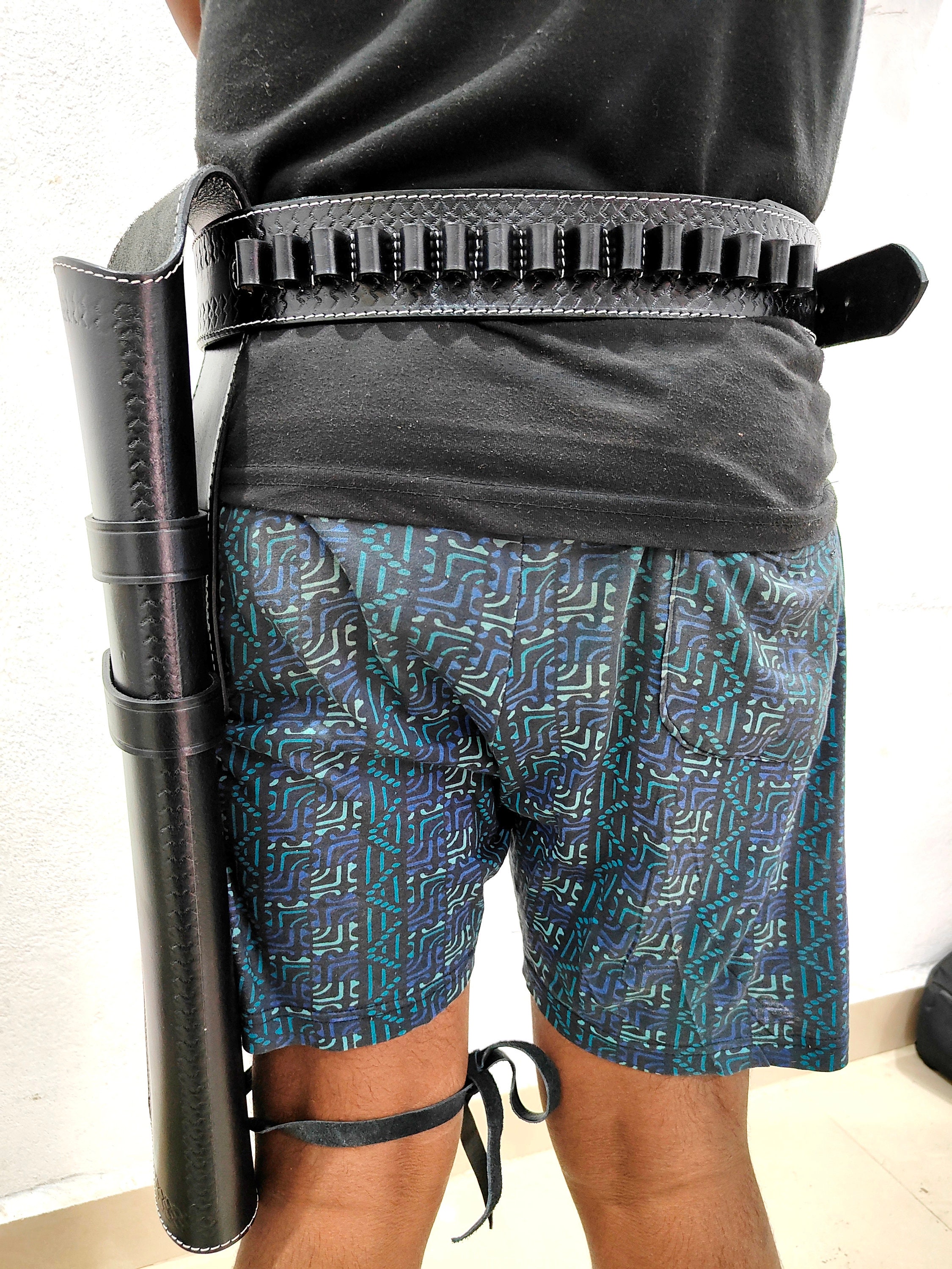 Handmade Deluxe Leather Mares Leg / Ranch Hand Holster Cartridge Belt ...