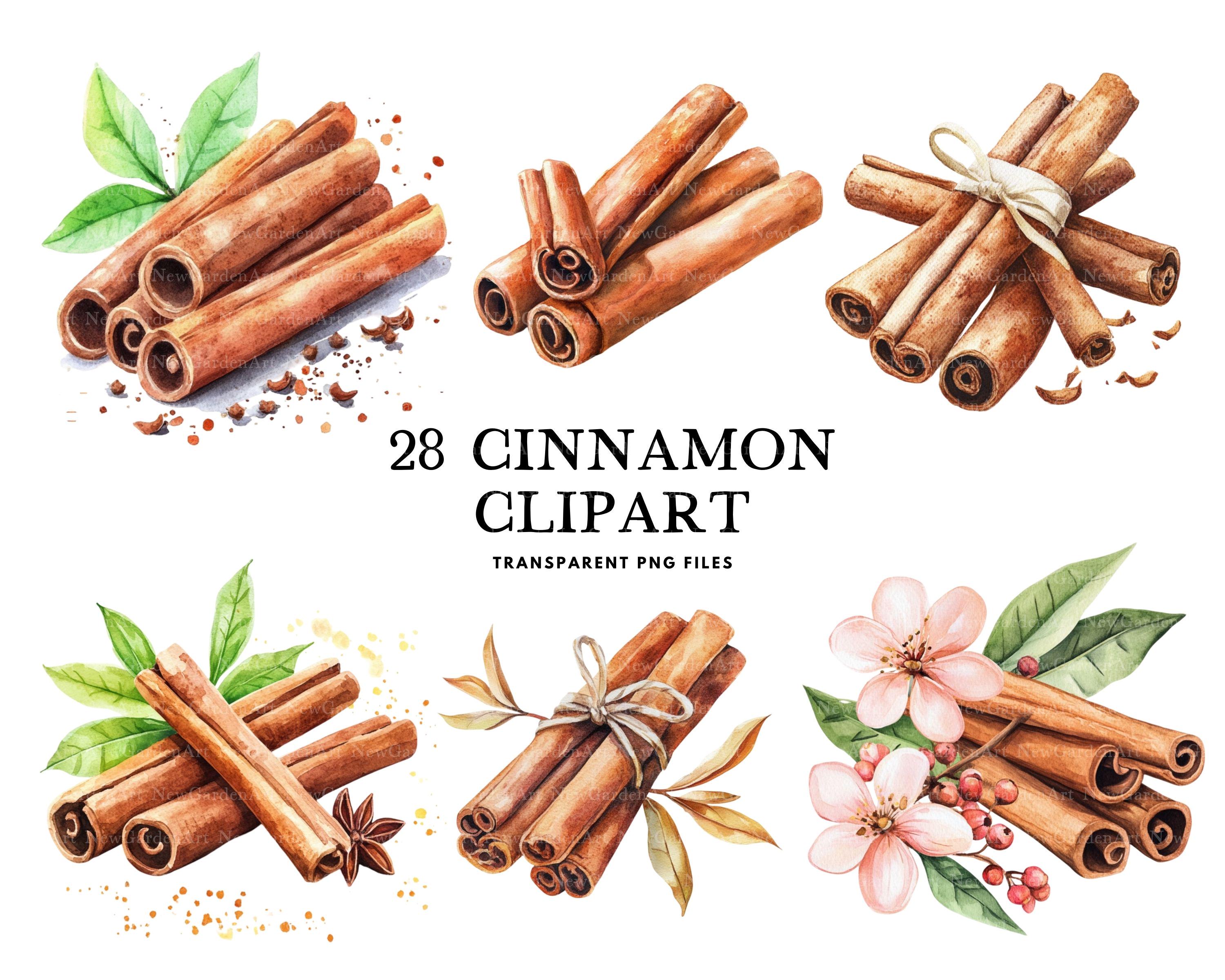 Watercolor Cinnamon Clipart Bundle, Cinnamon Png, Cinnamon Roll Clip ...