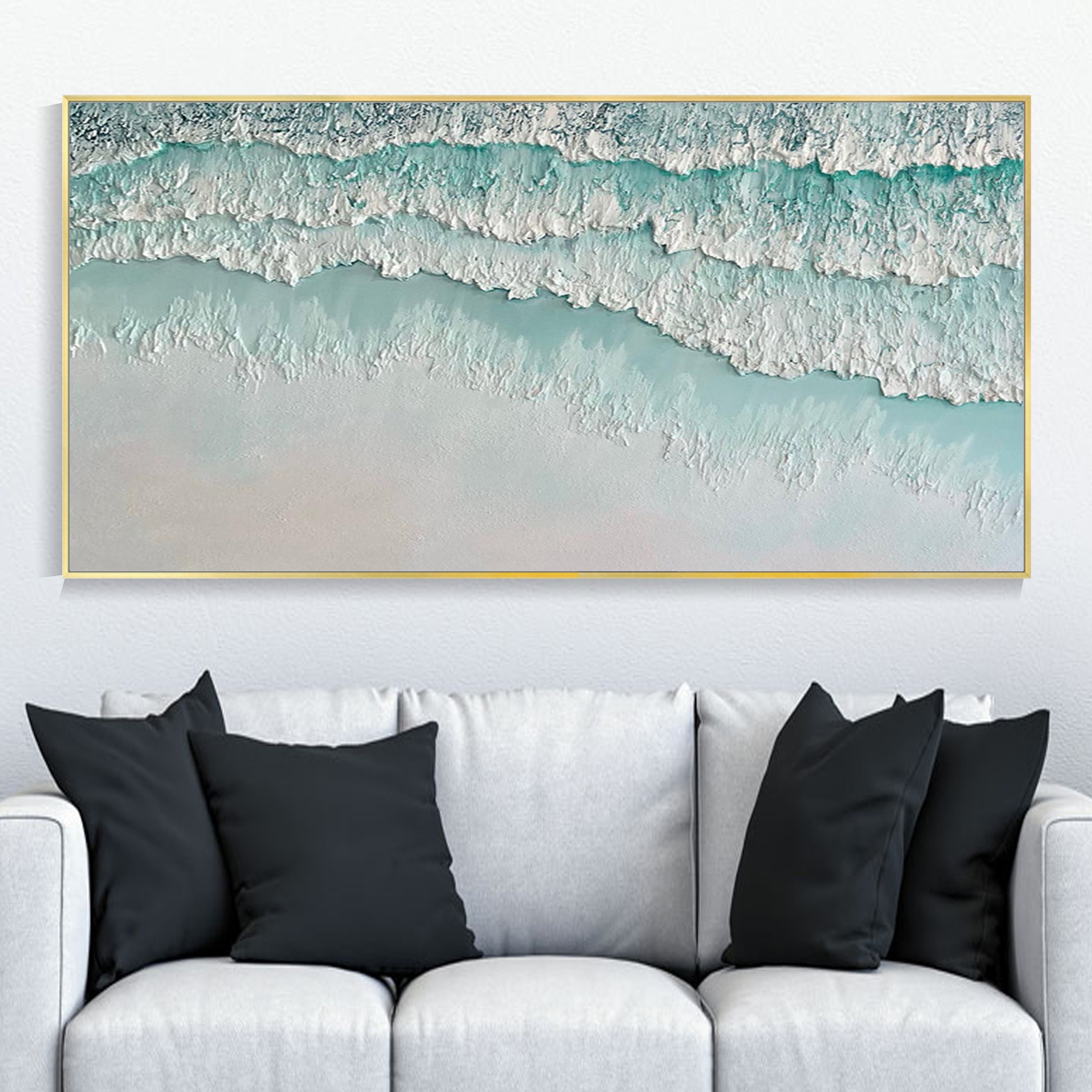 Abstract Seascape Ocean Texture Hand-painted Original Beach Texture Oil ...