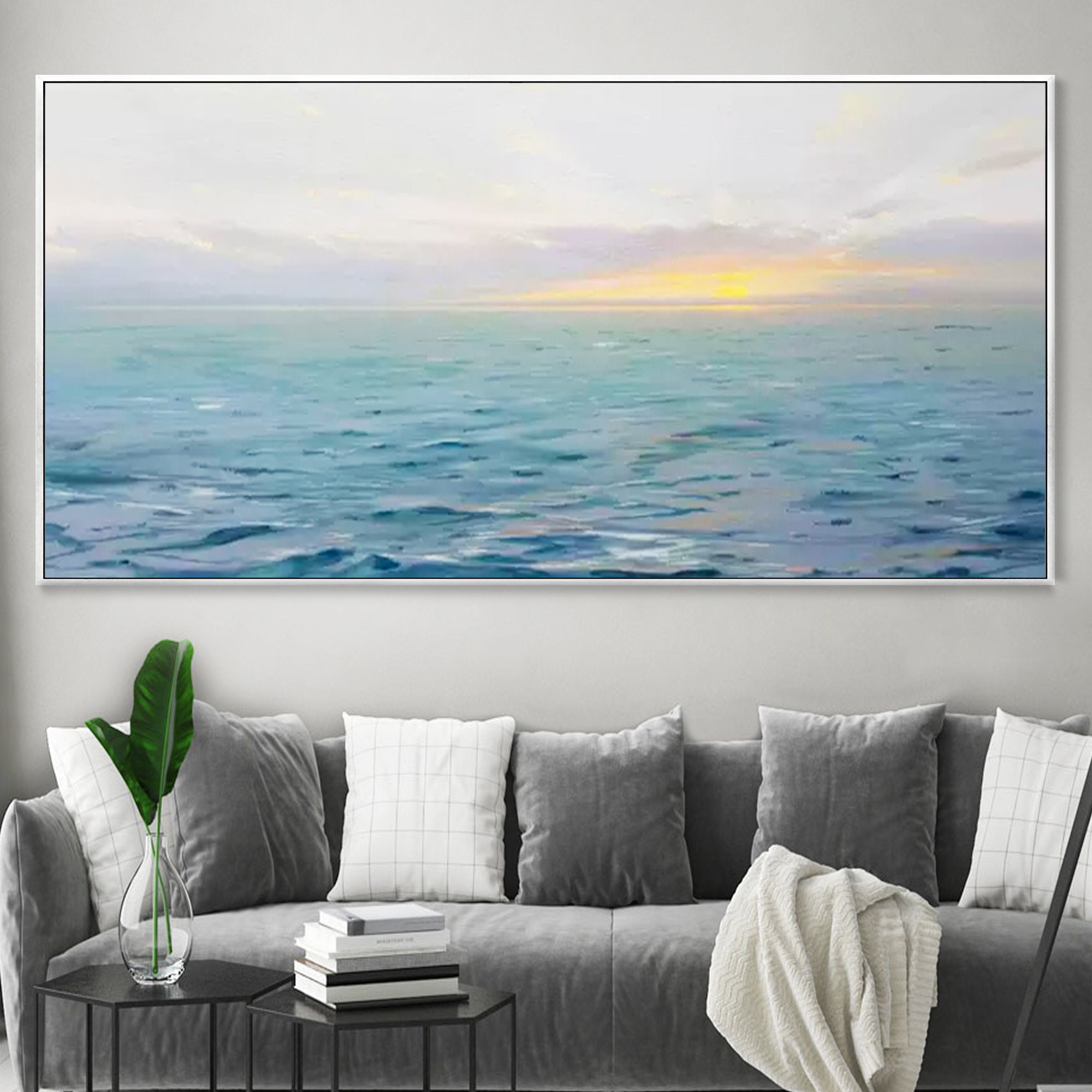 Calm Sea Art Minimalist Art Large Wall Landscape Hand Oil - Etsy