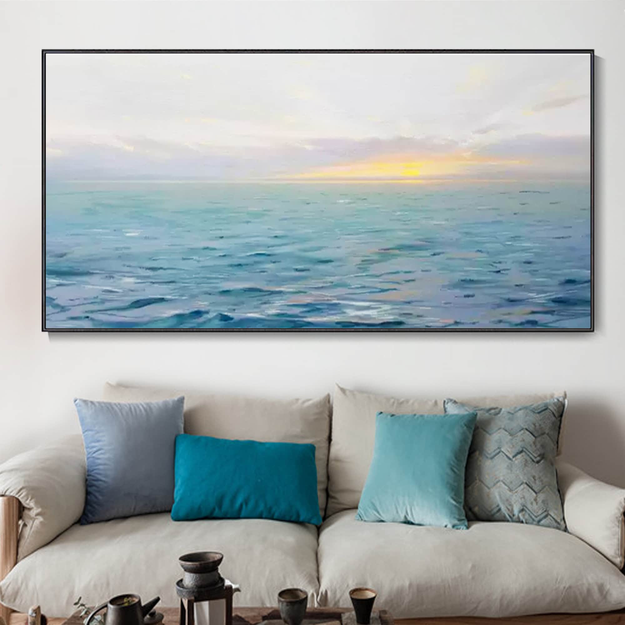 Calm Sea Art Minimalist Art Large Wall Landscape Hand Oil - Etsy