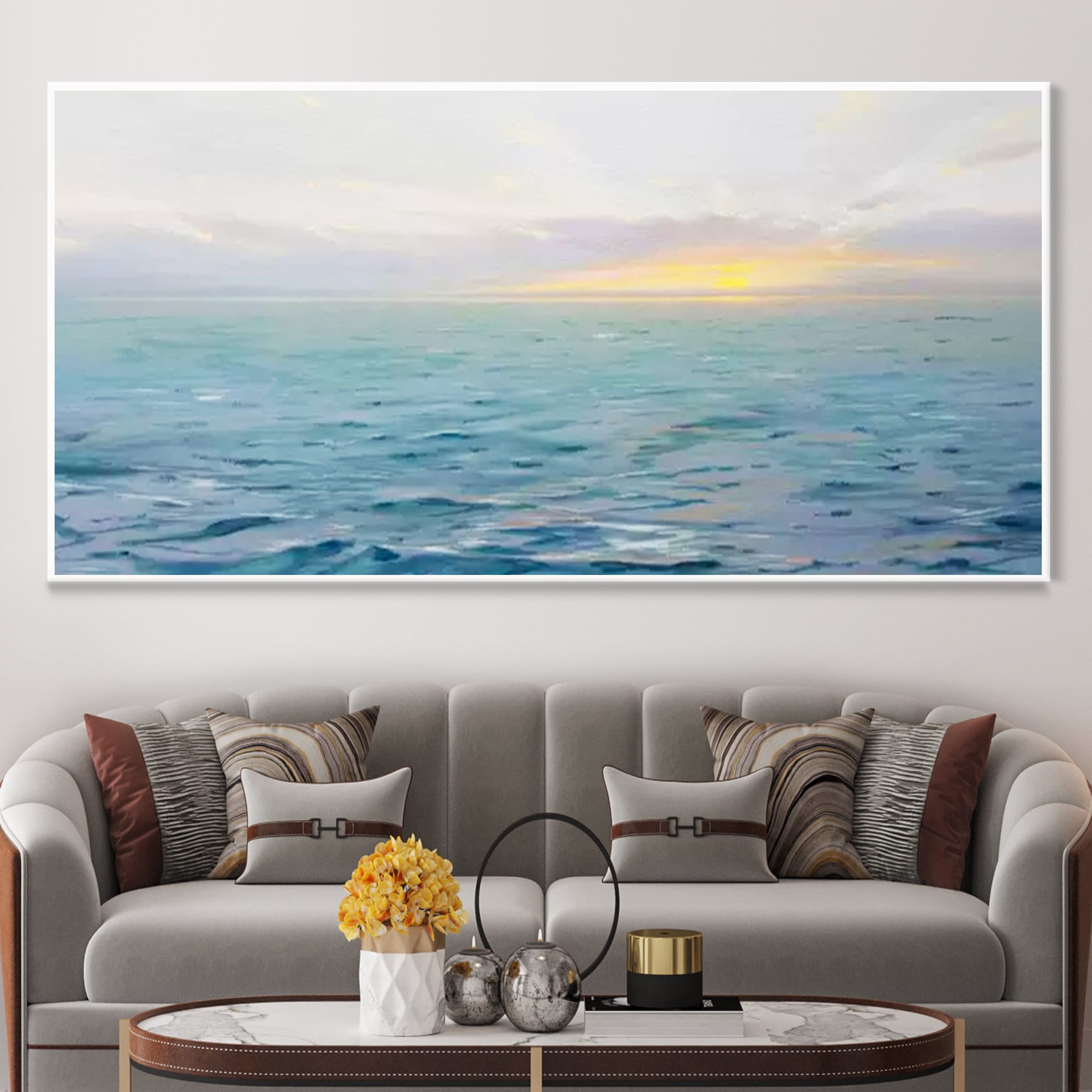 Calm Sea Art Minimalist Art Large Wall Landscape Hand Oil - Etsy